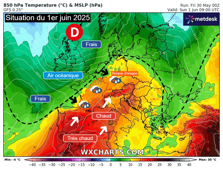 Actualités météo: Nouveau point sur le risque d'orages forts dans les prochains jours 30/05/2025