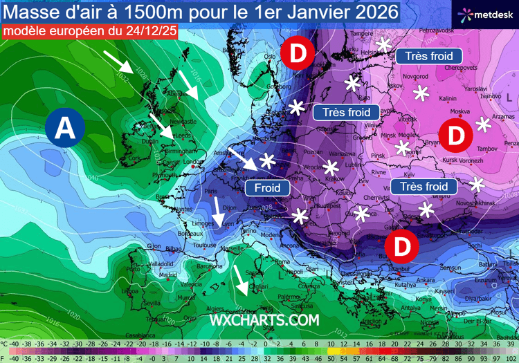 Menace de vague de froid et de neige pour le Nouvel An et janvier 2026 ...
