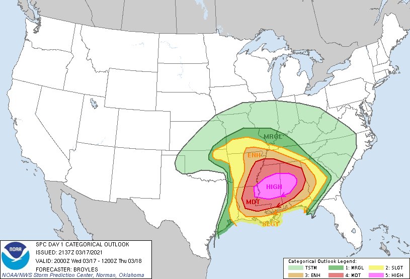Actualités météo: Nombreuses tornades aux Etats-Unis durant ce mois de mars 2021 26/03/2021